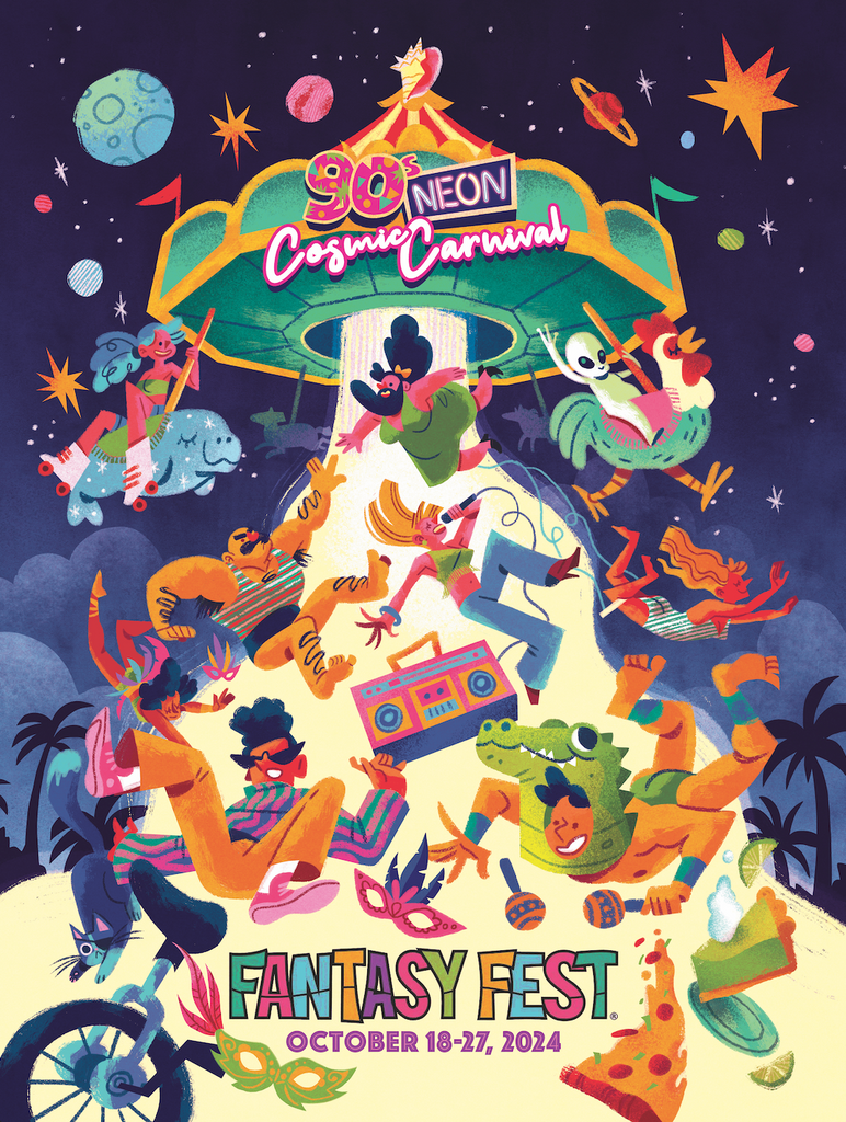 Official 2024 Fantasy Fest Poster by Theresa Chiechi "It's a 90s Neon ...